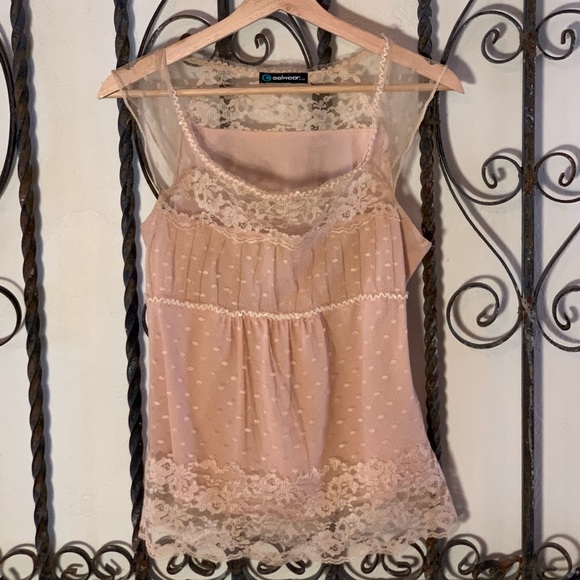Tops | Vintage Pink Lace Top | Poshmark